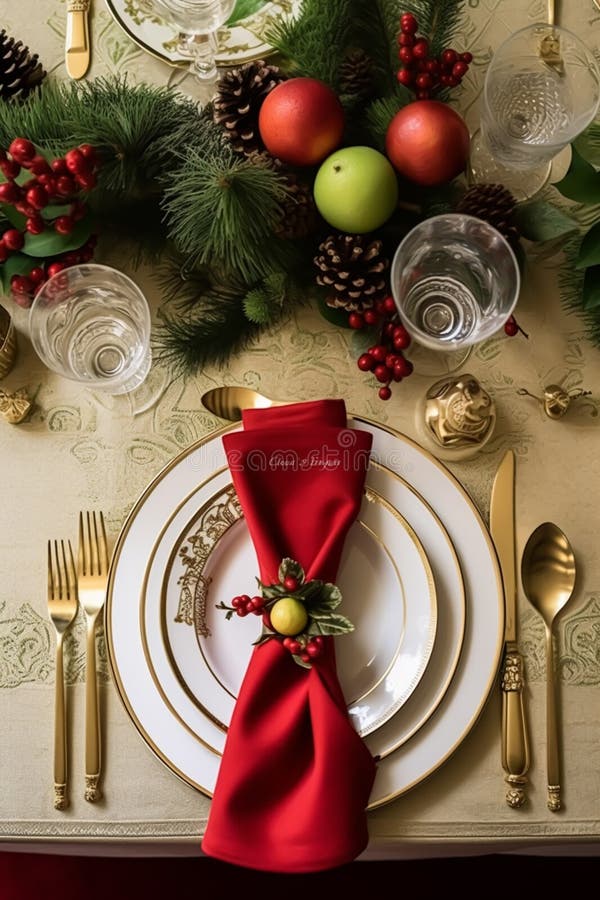 Christmas Table Scape, Elegant Formal Dinner Table Setting, Tablescape ...