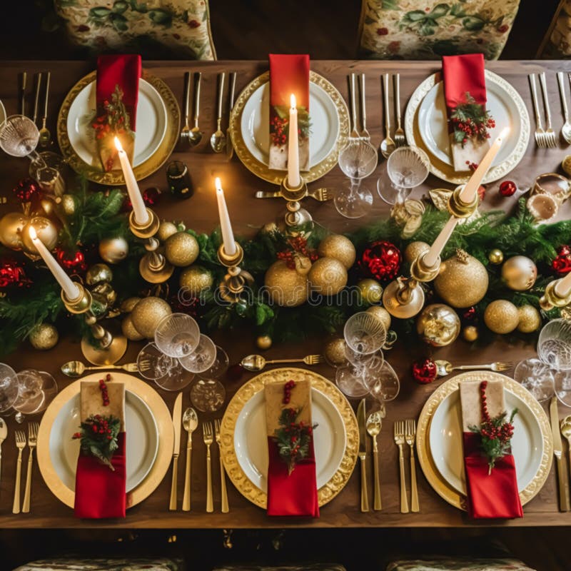 Christmas Table Scape, Elegant Formal Dinner Table Setting, Tablescape ...