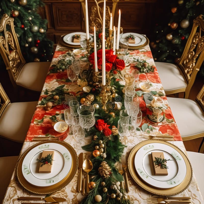 Christmas Table Scape, Elegant Formal Dinner Table Setting, Tablescape ...