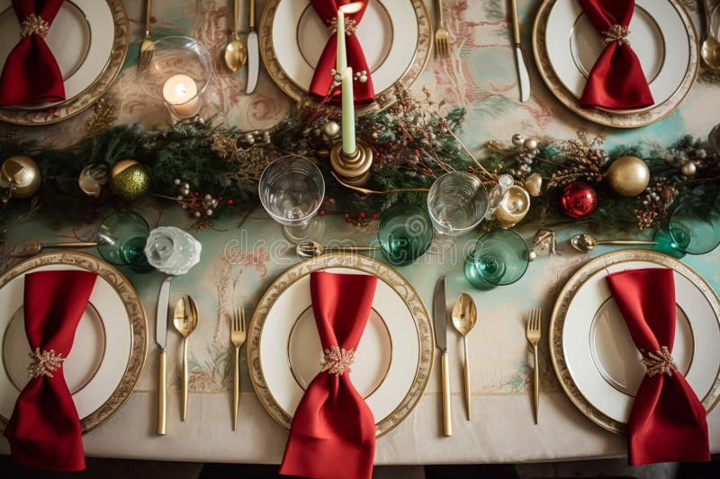 Christmas Table Scape, Elegant Formal Dinner Table Setting, Tablescape ...