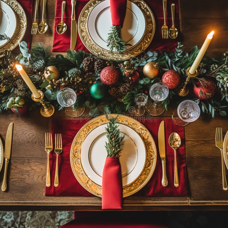 Christmas Table Scape, Elegant Formal Dinner Table Setting, Tablescape ...