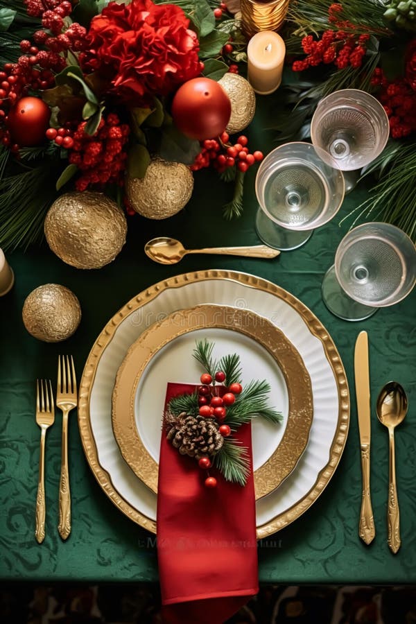 Christmas Table Scape, Elegant Formal Dinner Table Setting, Tablescape ...