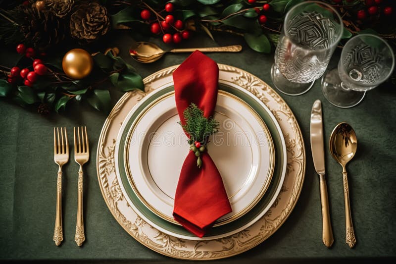 Christmas Table Scape, Elegant Formal Dinner Table Setting, Tablescape ...