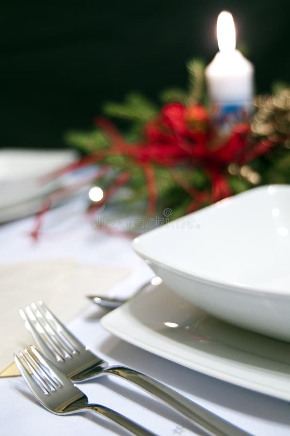 Christmas table setting stock image. Image of ceramic - 12306207
