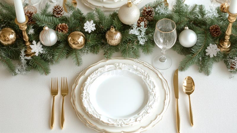 Christmas Table Setting. a Festive Holiday Table Setting Featuring a ...