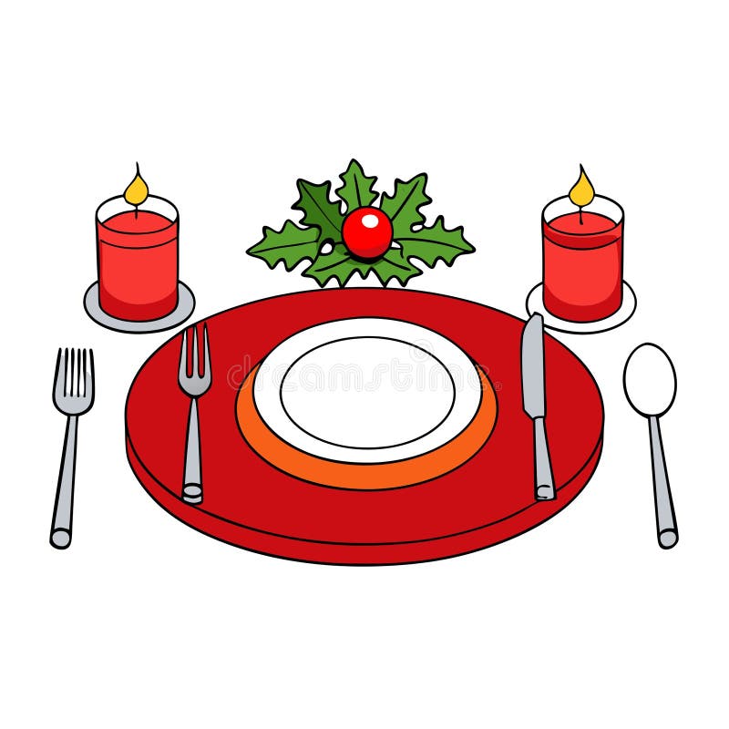 A Christmas Table Setting with Red Plates and Silverware Created with ...