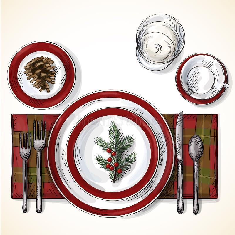 Christmas table setting stock vector. Illustration of knife - 36123591