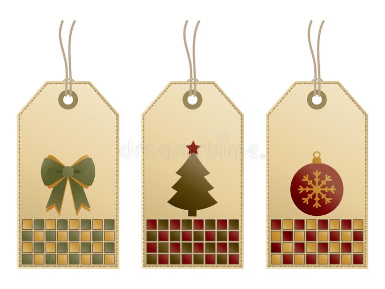 Christmas tags stock vector. Illustration of ribbon, pattern - 16590182