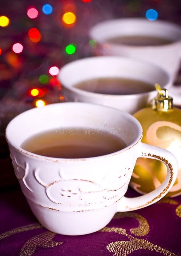 Tea break for Christmas stock image. Image of green, saucer - 3820027