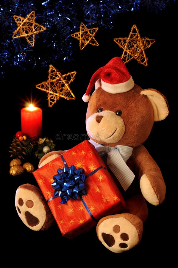 Christmas teddy bear stock photo. Image of snow, bell, christmas - 408572