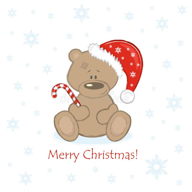 Christmas Teddy Bear in the Red Bell with Sweet Stock Vector ...