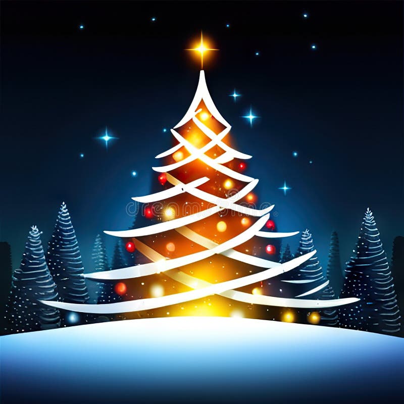 Christmas Template. Decorative Christmas Tree Shape in Modern Flat ...