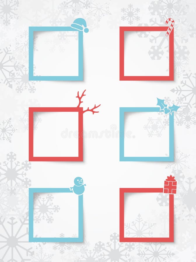 Christmas Text Boxes on a Snowflake Background with Realistic Vector ...