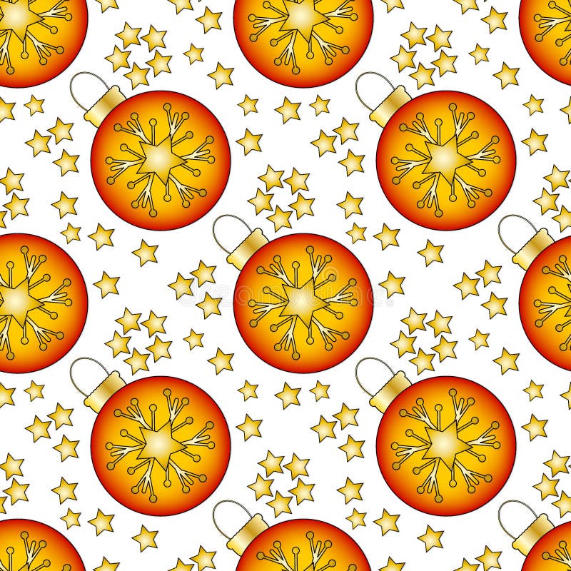 Christmas Texture with Colorful Baubles and Stars Stock Illustration ...