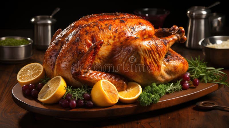 Christmas or Thanksgiving Turkey on Table. Generative AI Stock ...