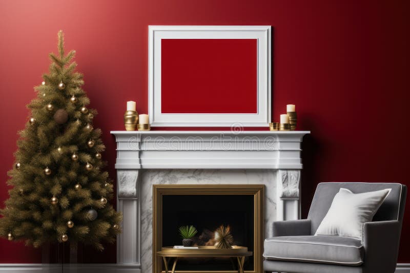 Christmas Theme Red Frame Mockups. Generative AI Stock Photo - Image of ...