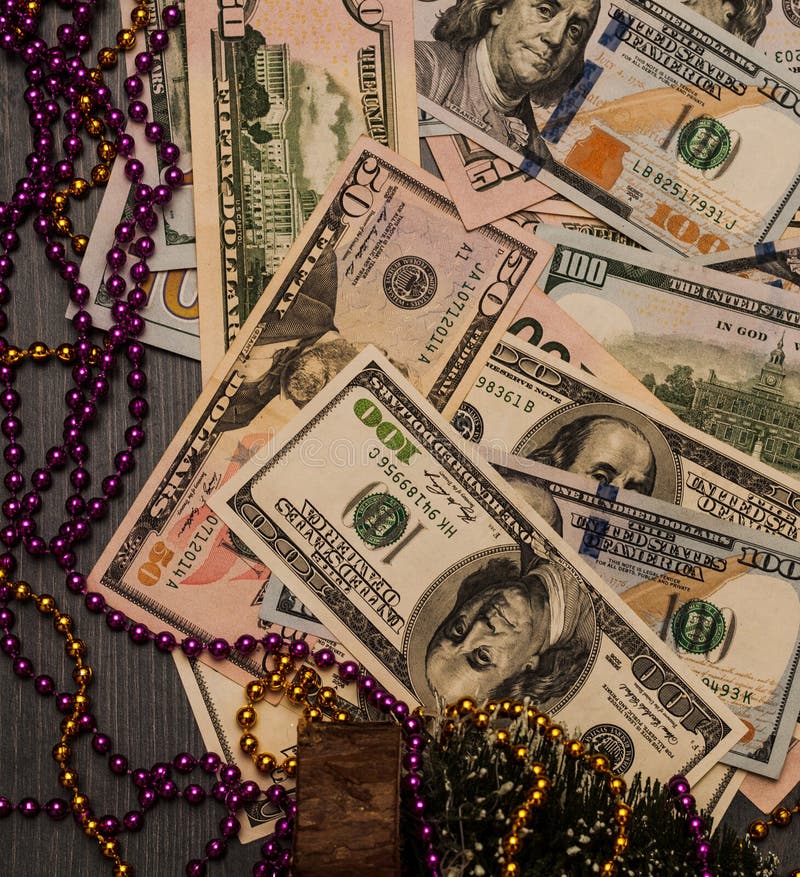 Christmas Theme with Toys. Under a Christmas Tree a Money Gift Stock ...