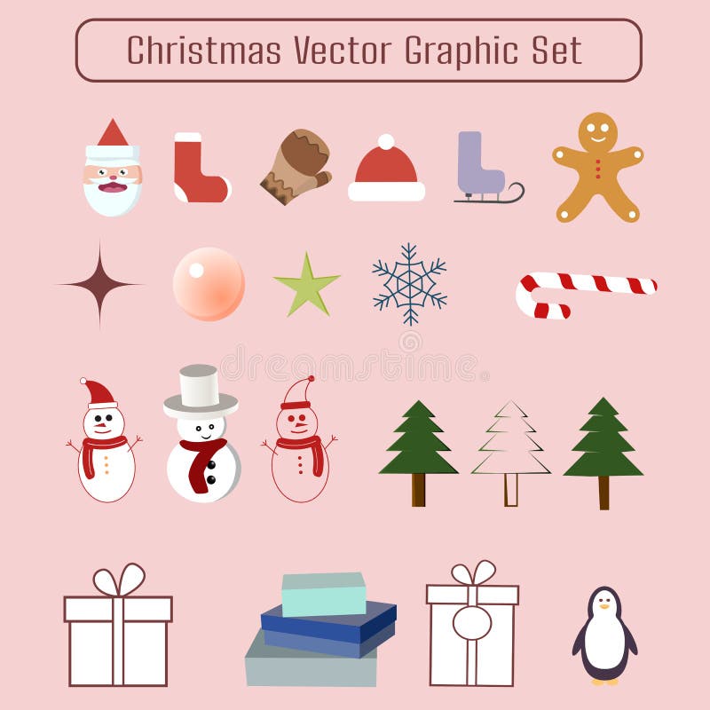 Christmas Theme Vector Graphic Objects on Light Flat Background Stock ...