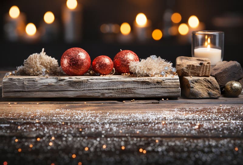 Christmas Themed Decorative Empty Wooden Base for Product Item or Text ...