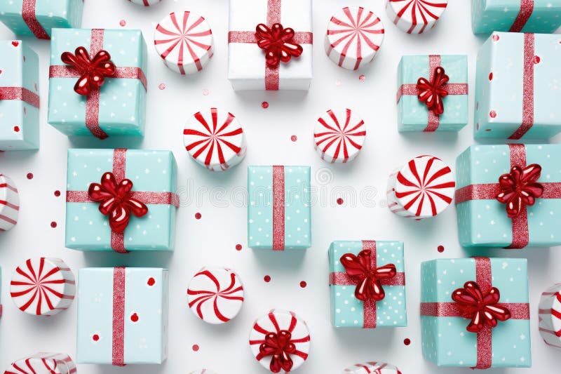 Christmas Themed Pattern. Gift Boxes and Other Christmas Decorations ...