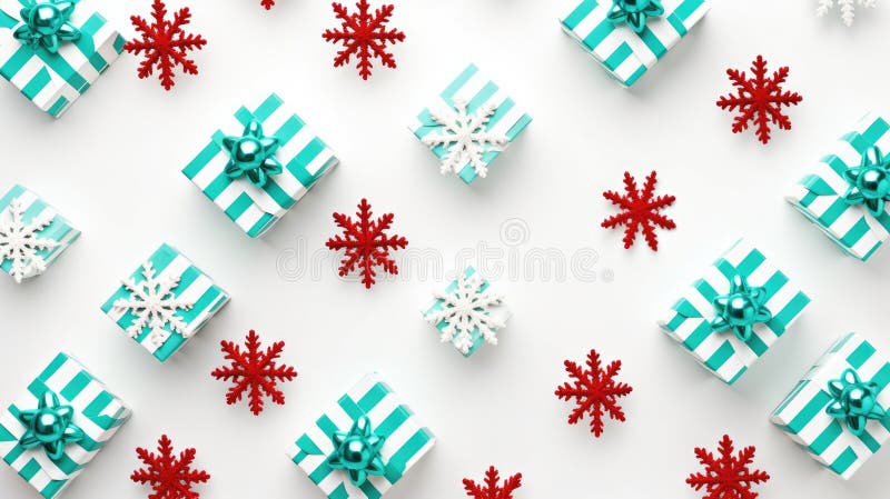 Christmas Themed Pattern. Gift Boxes and Other Christmas Decorations ...