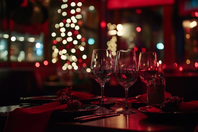 A Christmas-themed Restaurant Table Set for a Festive Dinner. Stock ...