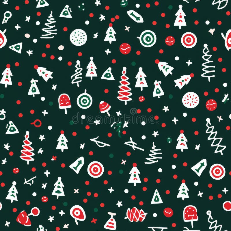 Christmas Themed Seamless Pattern with Icons AI Generative Stock ...