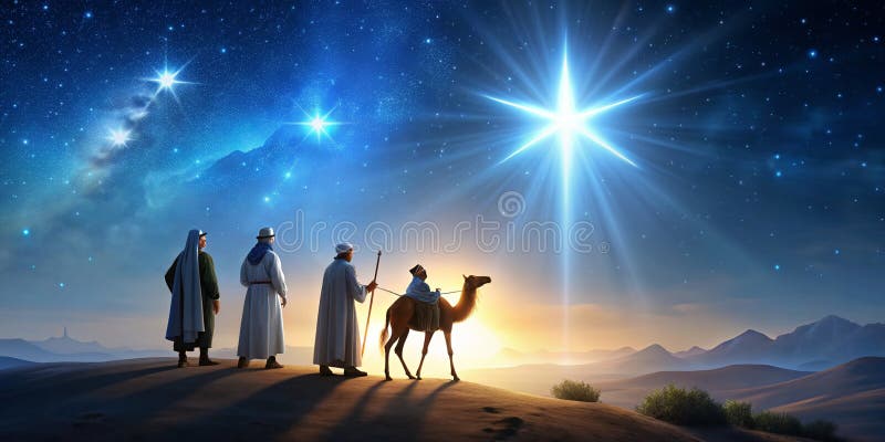 Christmas Three Shepherds Look at the Star of Bethlehem AI Generative ...