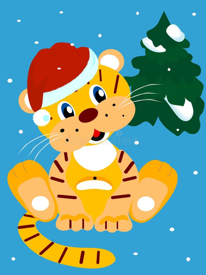 Christmas Tiger stock vector. Illustration of christmas - 11206854