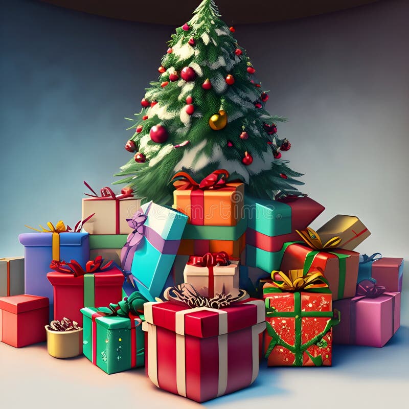 Christmas Time, Christmas Tree with Gift Box Presente Stock ...