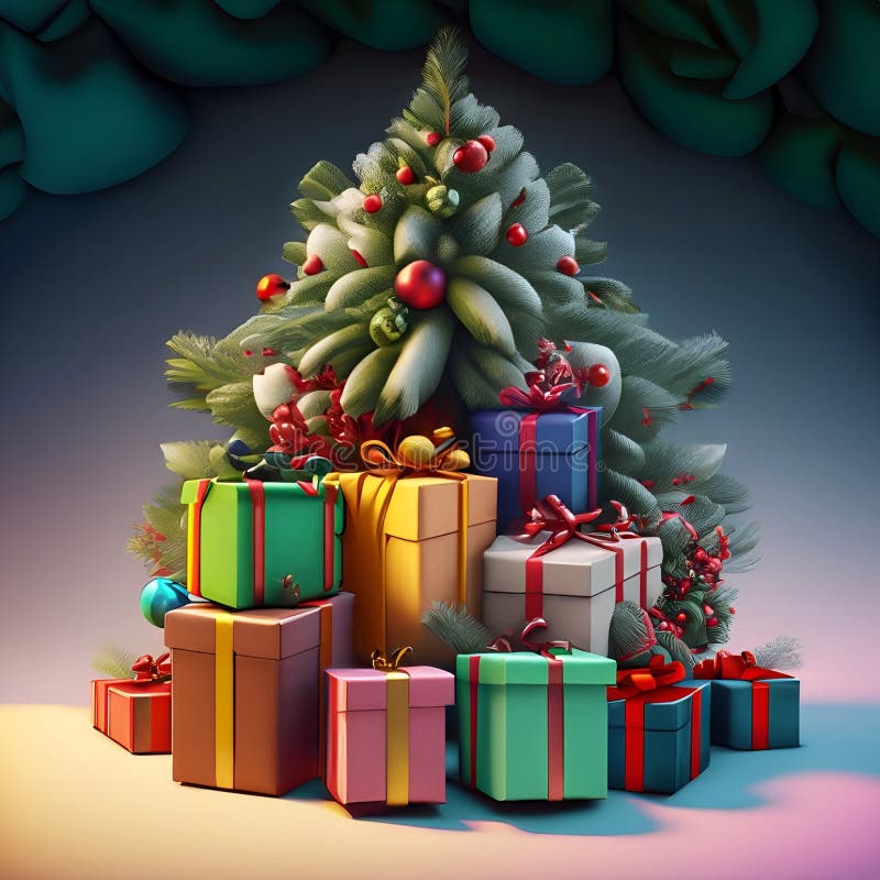 Christmas Time, Christmas Tree with Gift Box Presente Stock ...