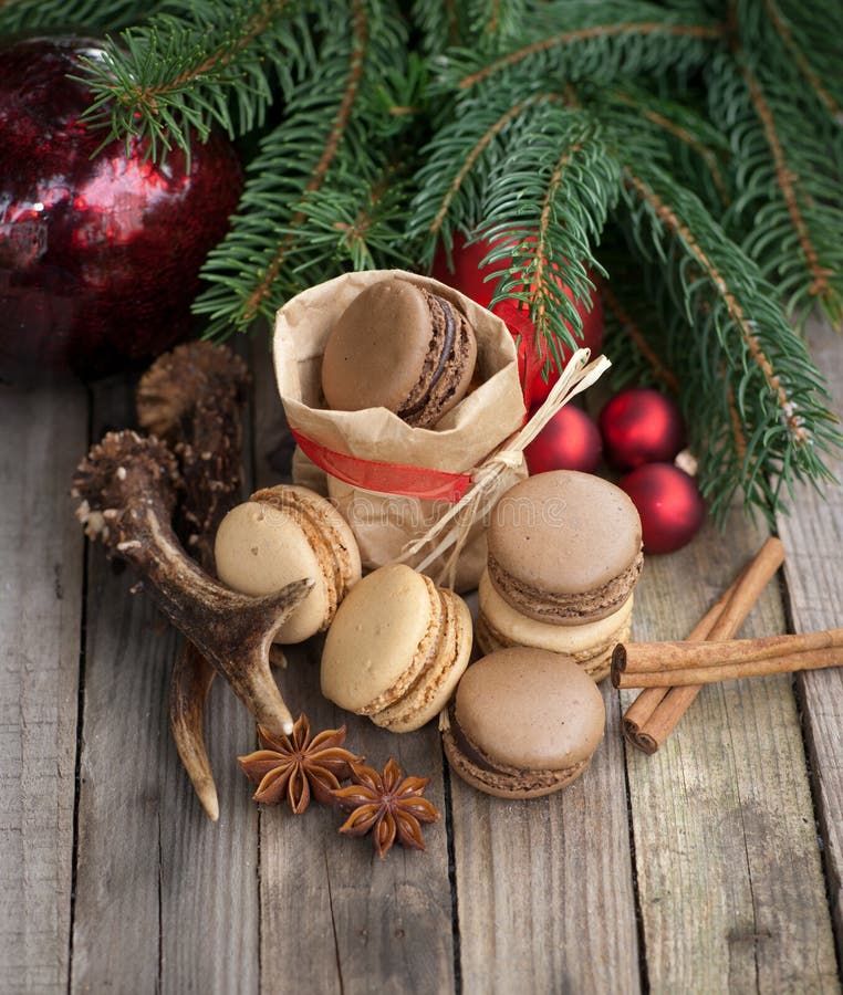 Christmas time, macaroons stock image. Image of macaroons - 35093443