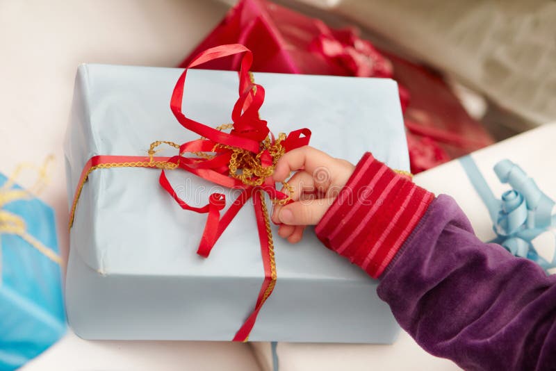 Christmas Time - Opening of Presents Stock Photo - Image of hand ...