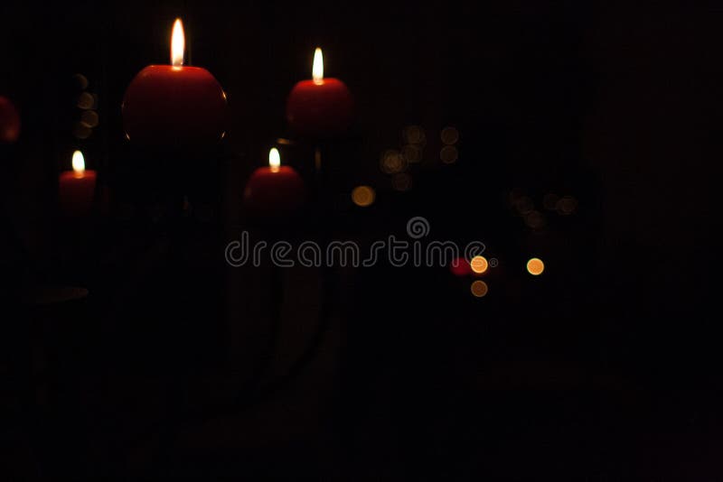 Christmas Time Red Candles in Low Key Stock Image - Image of candle ...