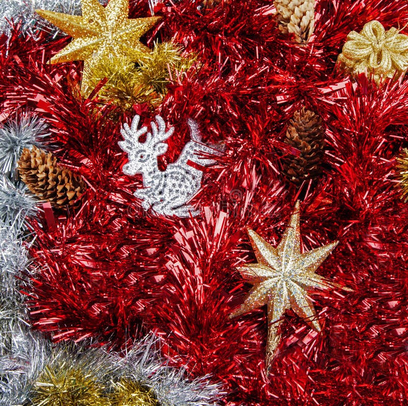 Christmas Tinsel and Decorations Stock Photo - Image of sparkle, tinsel ...