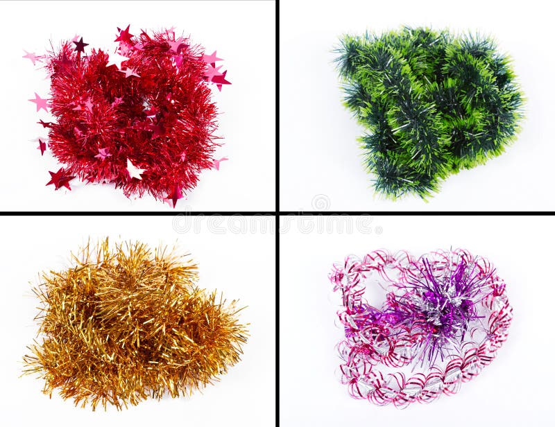 Christmas Tinsel Types Collage Stock Photo - Image of gold, shinny ...