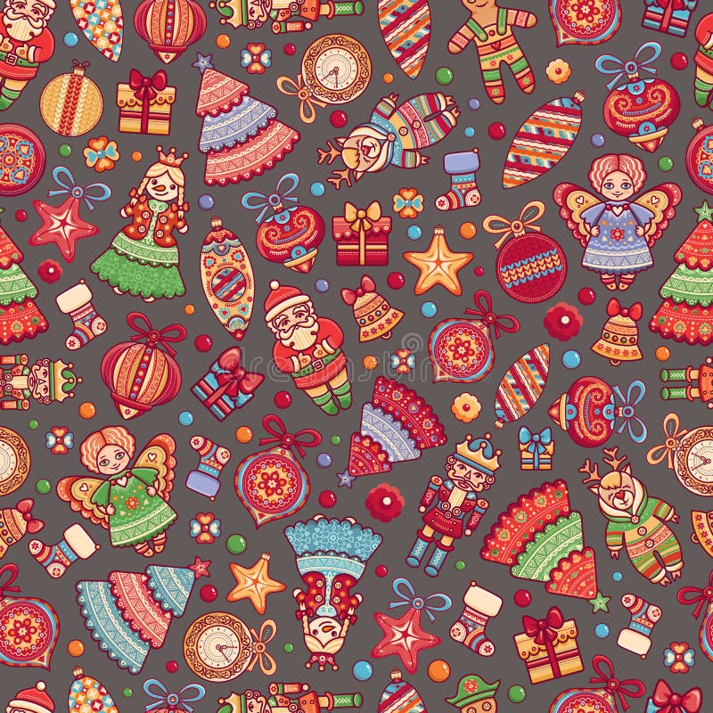 Christmas Toys Seamless Pattern Holiday Background Stock Vector ... Christmas Toys Seamless Pattern Holiday Background Stock Vector ...