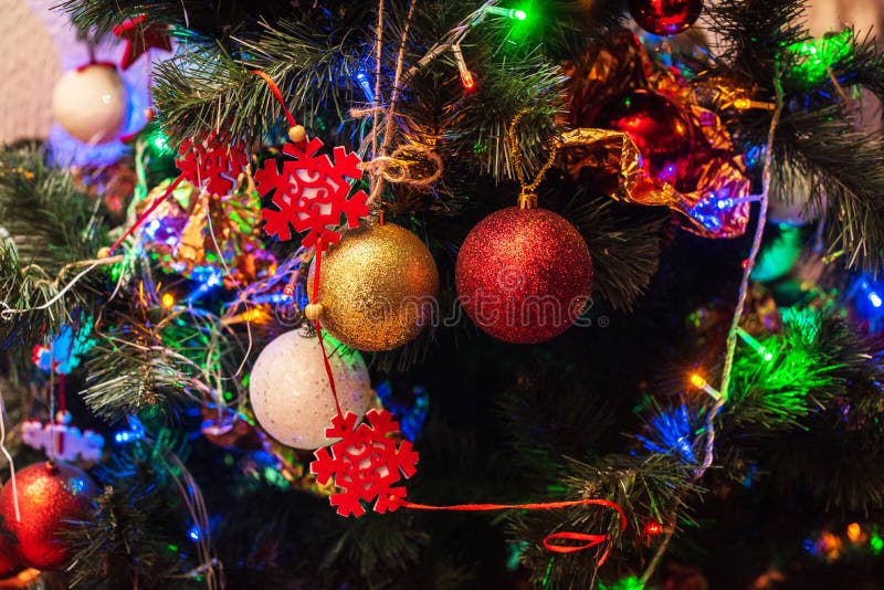 Christmas Toys on the Tree. Merry Christmas and Happy New Year Stock ...