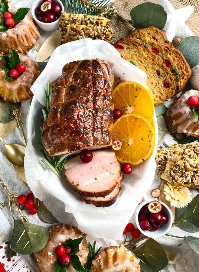 Christmas traditional ham stock image. Image of glazed - 231725997