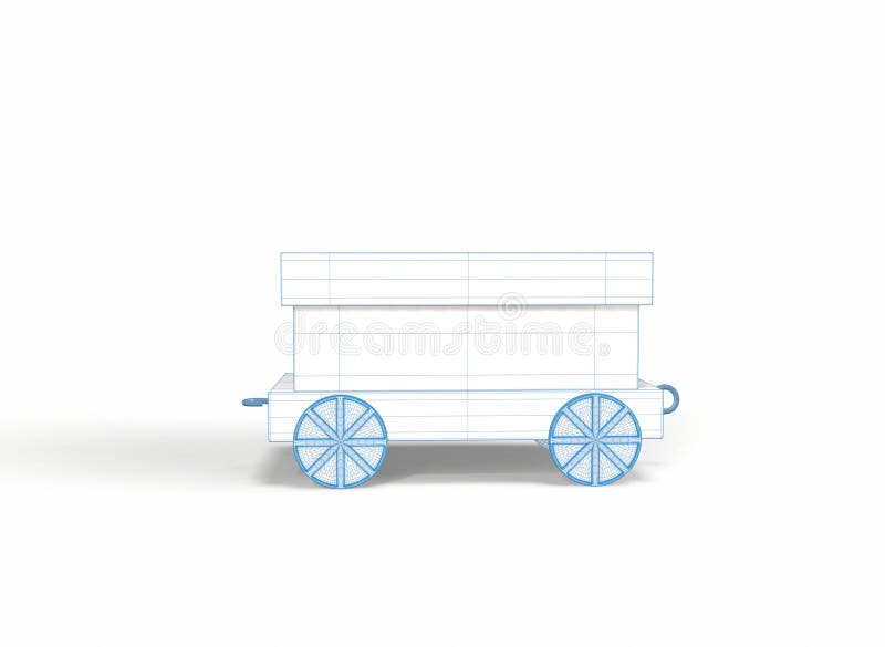 Christmas Train Train Car Wireframe Facility on a White Background 3d ...
