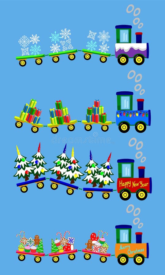Christmas Train New Year Gifts Snowflakes Sweets Stock Vector ...
