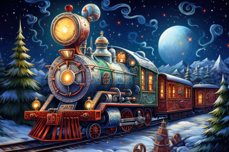 Christmas Trains - Generative AI Stock Illustration - Illustration of ...