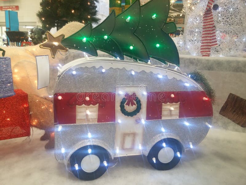 Christmas Travel trailer stock photo. Image of travel - 102051392