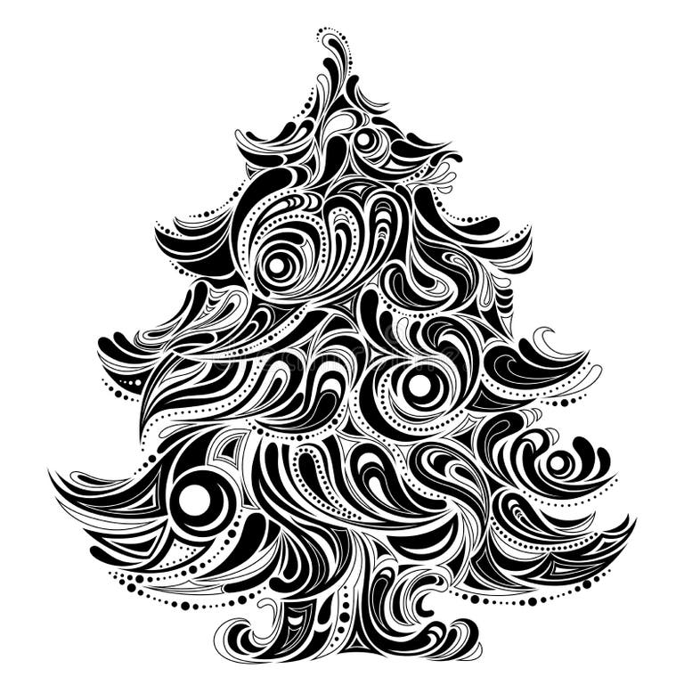 Swirl Silhouette Christmas Tree Stock Illustrations – 2,154 Swirl ...