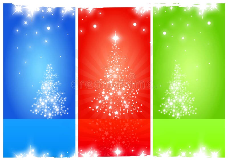 Opaque Christmas Trees on Red Green Blue Stock Illustration ...