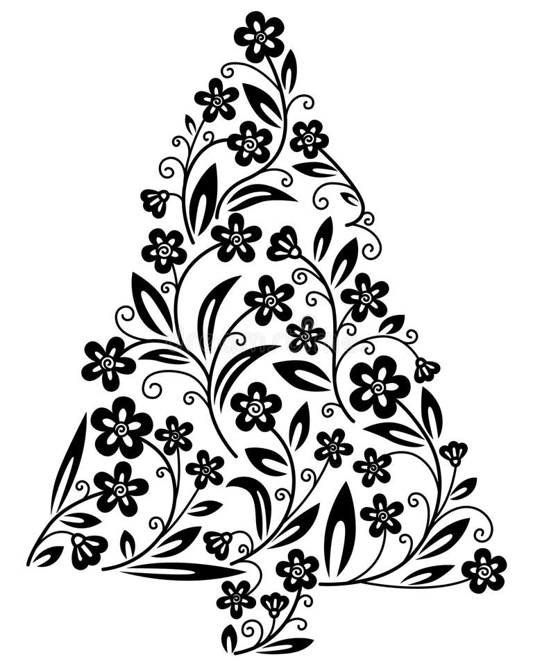 Swirl Silhouette Christmas Tree Stock Illustrations – 2,154 Swirl ...