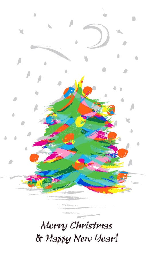 Christmas Tree Holiday Grunge Paint Splatter Stock Illustration ...