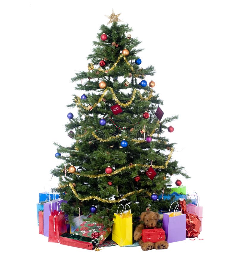 Lush Christmas Tree with Colorful Ornaments Stock Photo - Image of ...