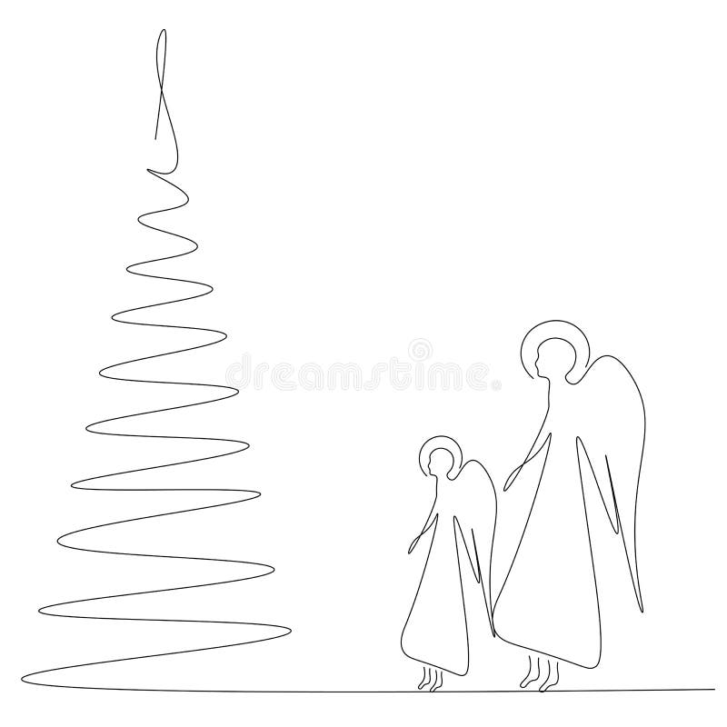 Christmas Tree and Angels, Vector Illustration Stock Vector ...
