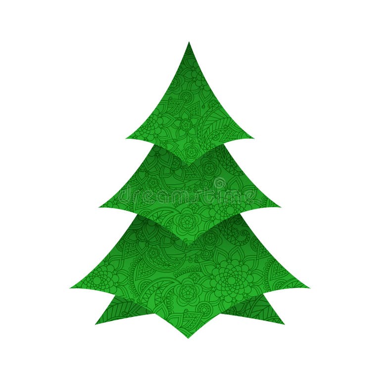 Christmas Tree with Arabic Paisley Pattern Stock Vector - Illustration ...
